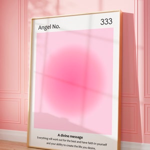 Angel Number 333 Poster Pink Aura Print Spiritual Wall Art Christian ...