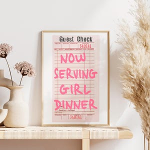 Girl Dinner Poster: Retro Kitchen Guest Check Art (printable Digital ...