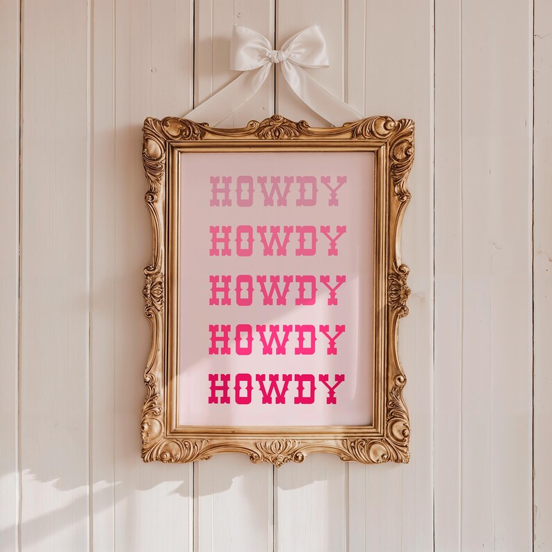 Pink Howdy Sign Print: Preppy Cowgirl Dorm Decor (digital Download) - Etsy