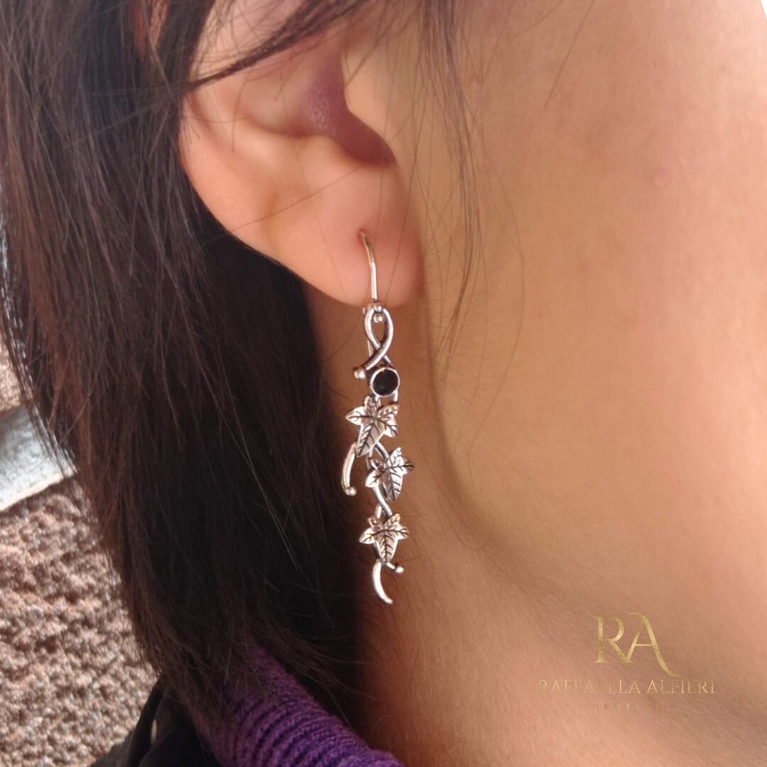 Ivy Leaf Earrings Silver, Crystal. Inspired by Tolkien's Elves and the ...
