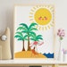 Summer Wall Poster Printables, Palm Sea Sun Decor, Smiling Sun Seasonal ...