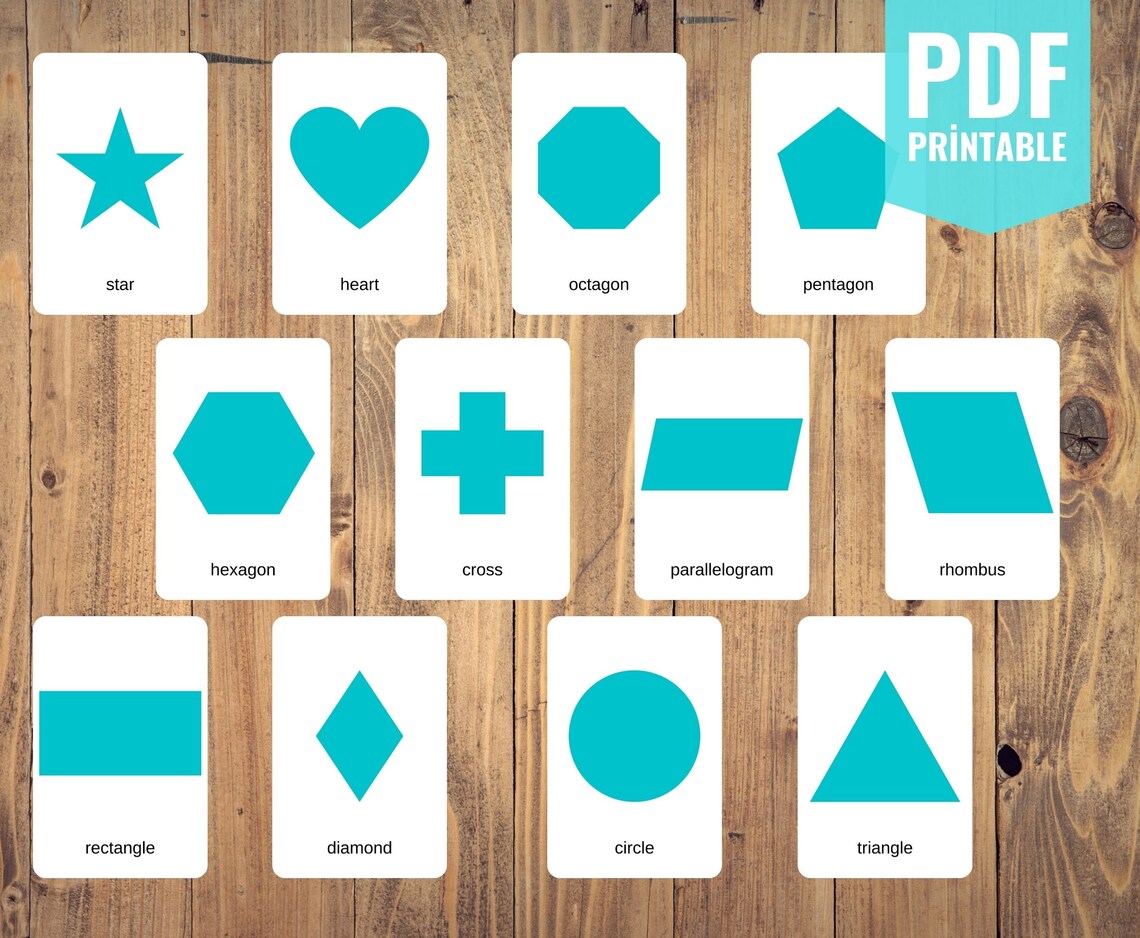 Geometric Shapes Digital Flashcards, Nomenclature Montessori Printable ...