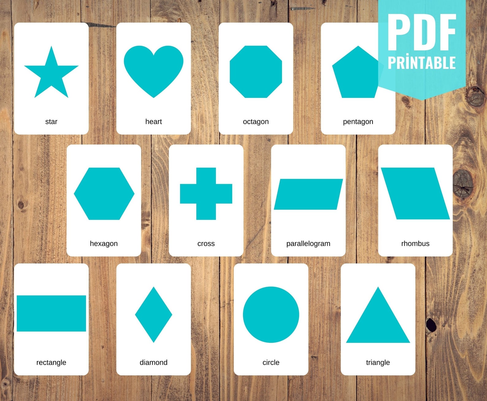 Geometric Shapes Digital Flashcards, Nomenclature Montessori Printable ...