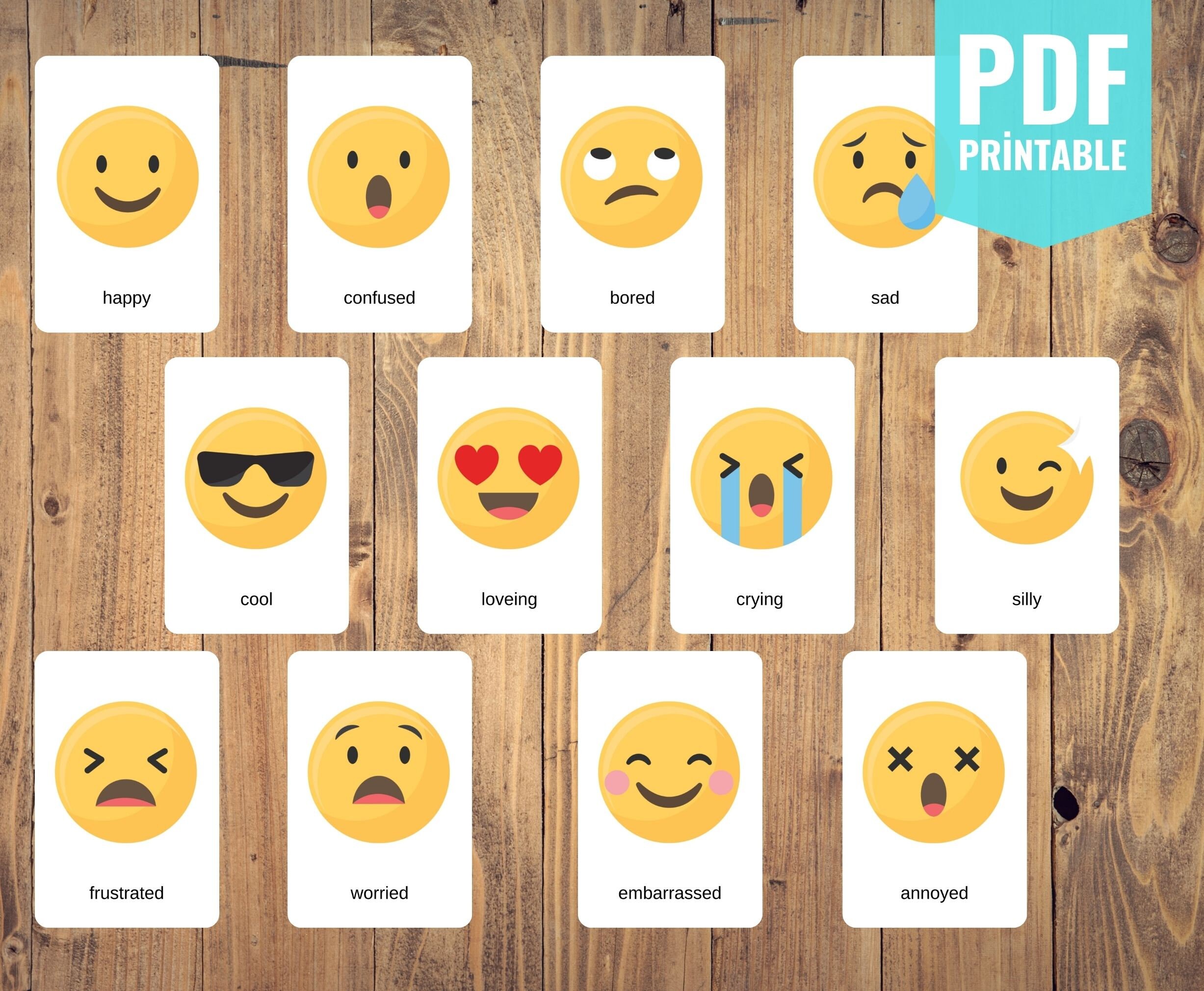 Emotions and Feeling Printables Flashcards, Montessori Materials ...