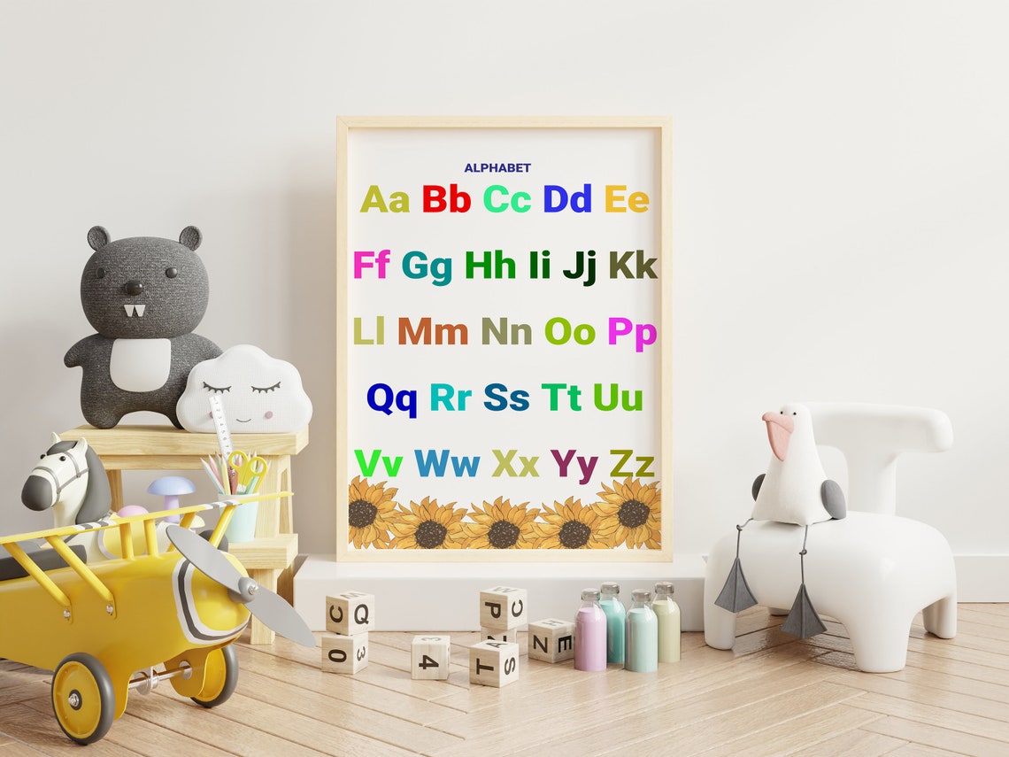 Colorful Alphabet Printable, Learning Poster, Capital Letter and Lower ...