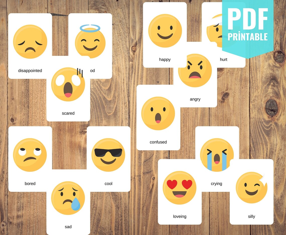 Emotions and Feeling Printables Flashcards, Montessori Materials ...