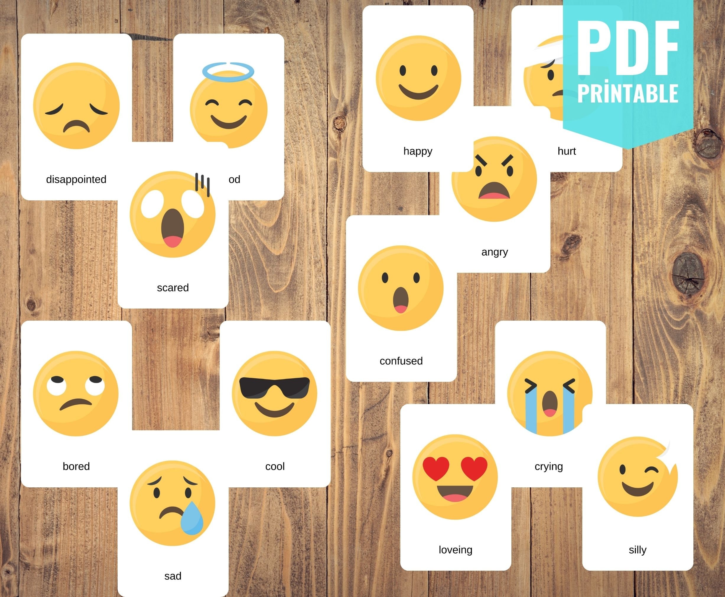 Emotions and Feeling Printables Flashcards, Montessori Materials ...