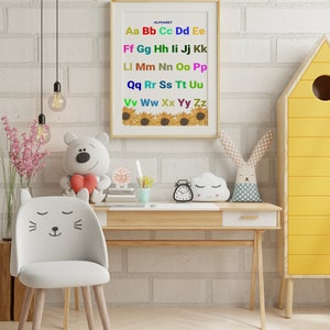 Colorful Alphabet Printable, Learning Poster, Capital Letter and Lower ...