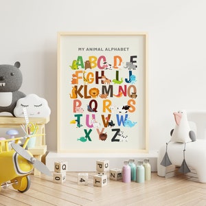 Animal Alphabet Printable Digital Poster, ABC Learning Poster, ABC ...