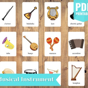 Musical Instruments Flashcards, Montessori Printable Cards, Teaching ...