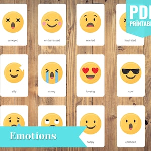Emotions and Feeling Printables Flashcards, Montessori Materials ...