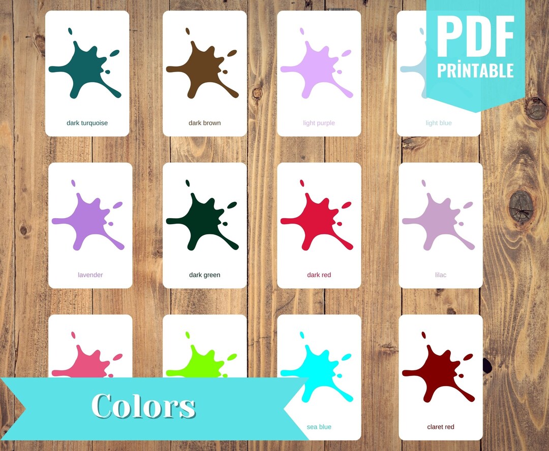 Colors Printables Flashcards, Montessori Education Material, Kids Color ...