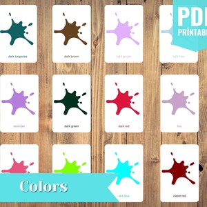 Colors Printables Flashcards, Montessori Education Material, Kids Color ...
