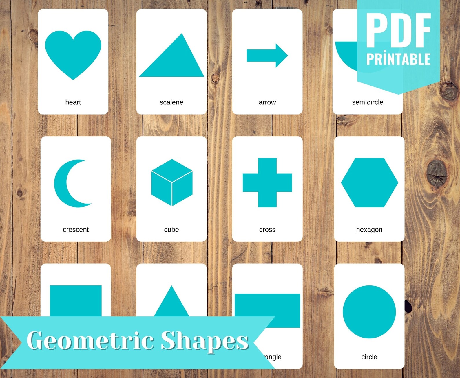 Geometric Shapes Digital Flashcards, Nomenclature Montessori Printable ...