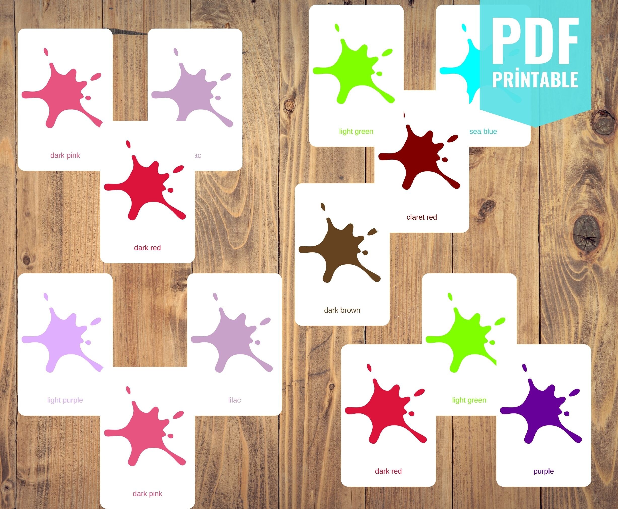Colors Printables Flashcards, Montessori Education Material, Kids Color ...