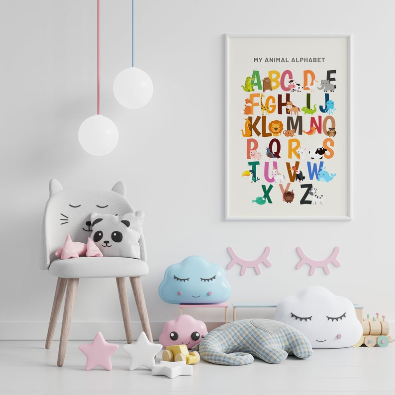 Animal Alphabet Printable Digital Poster, ABC Learning Poster, ABC ...