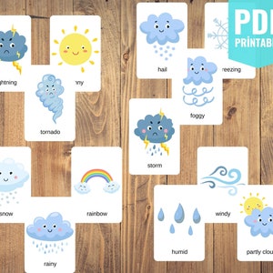Weather Flashcards, 13 Montessori Printable Educational Materials ...