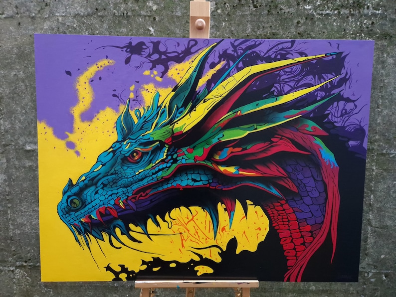 Painting on MDF Board, Art vibrant Draconic Spectrum 8060 Cm - Etsy