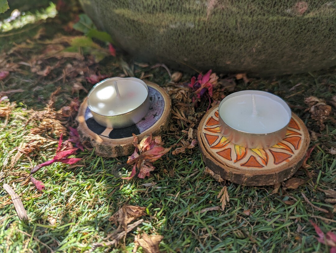 Round Wooden Tea Light Stands - Etsy
