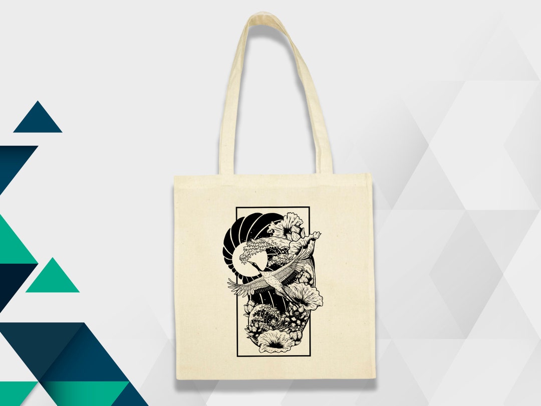 Japanese Waves Tote Bag Shopping Bag Eco Friendly - Etsy