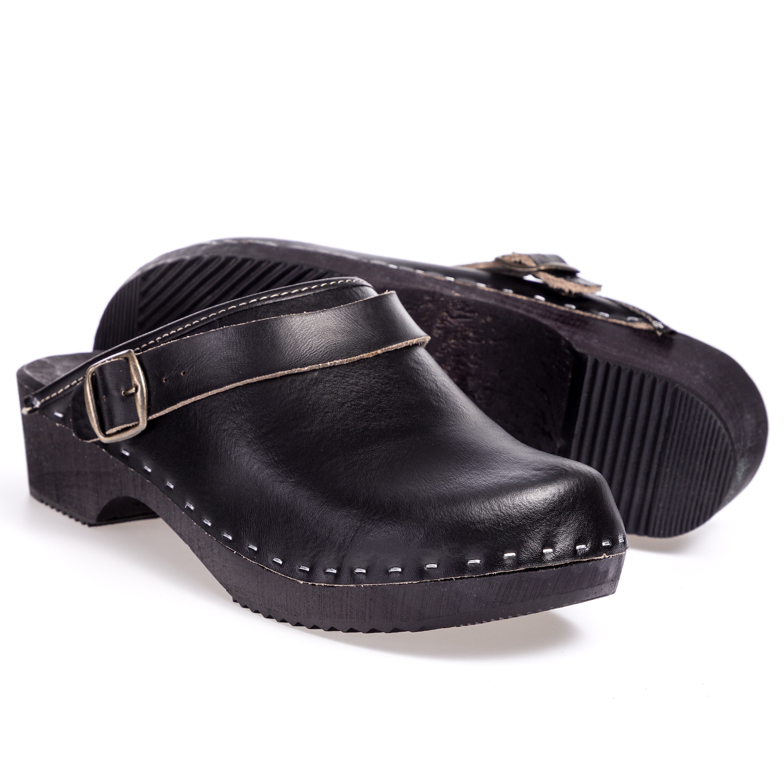 Wooden Clogs for Men Leather Polish Clogs Handmade Orthopedic Medical ...