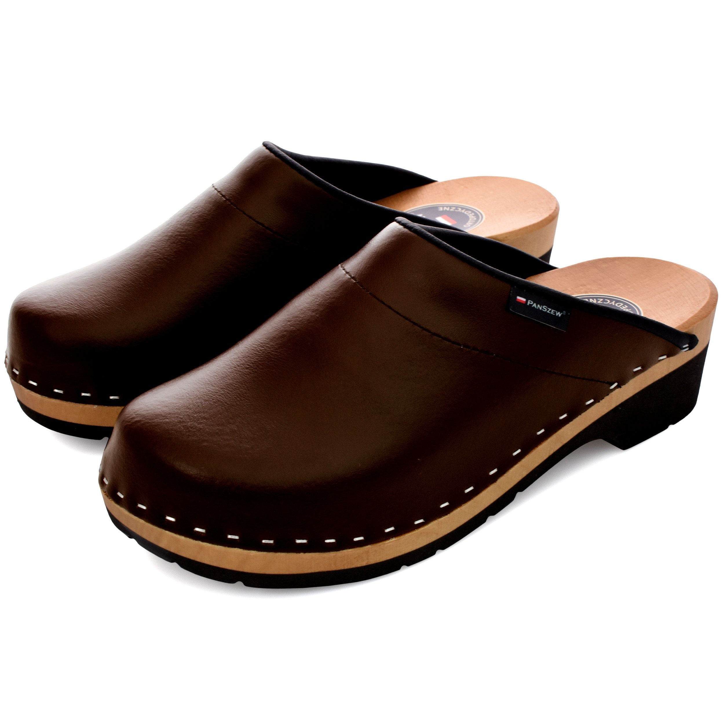 Leather Swedish Clogs for Men Wooden Clogs Handmade Orthopedic Medical ...