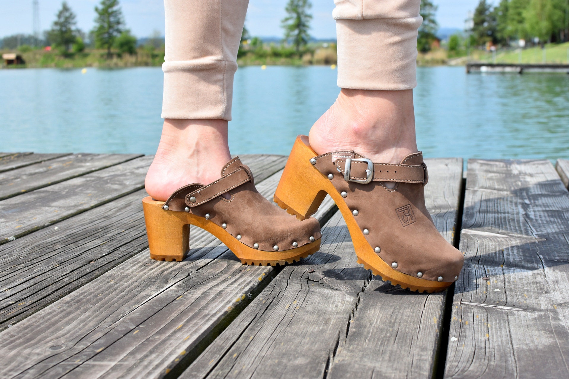 Dreamlike Women Swedish Clogs Wooden Leather Polish Clogs Handmade High ...