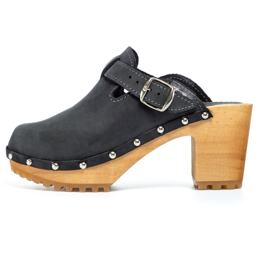 Dreamlike Women Swedish Clogs Wooden Leather Polish Clogs Handmade High ...