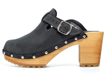 Dreamlike Women Swedish Clogs Wooden Leather Polish Clogs Handmade High ...