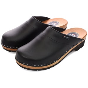 Leather Swedish Clogs for Men Wooden Clogs Handmade Orthopedic Medical ...