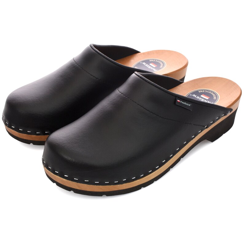Leather Swedish Clogs for Men Wooden Clogs Handmade Orthopedic Medical ...