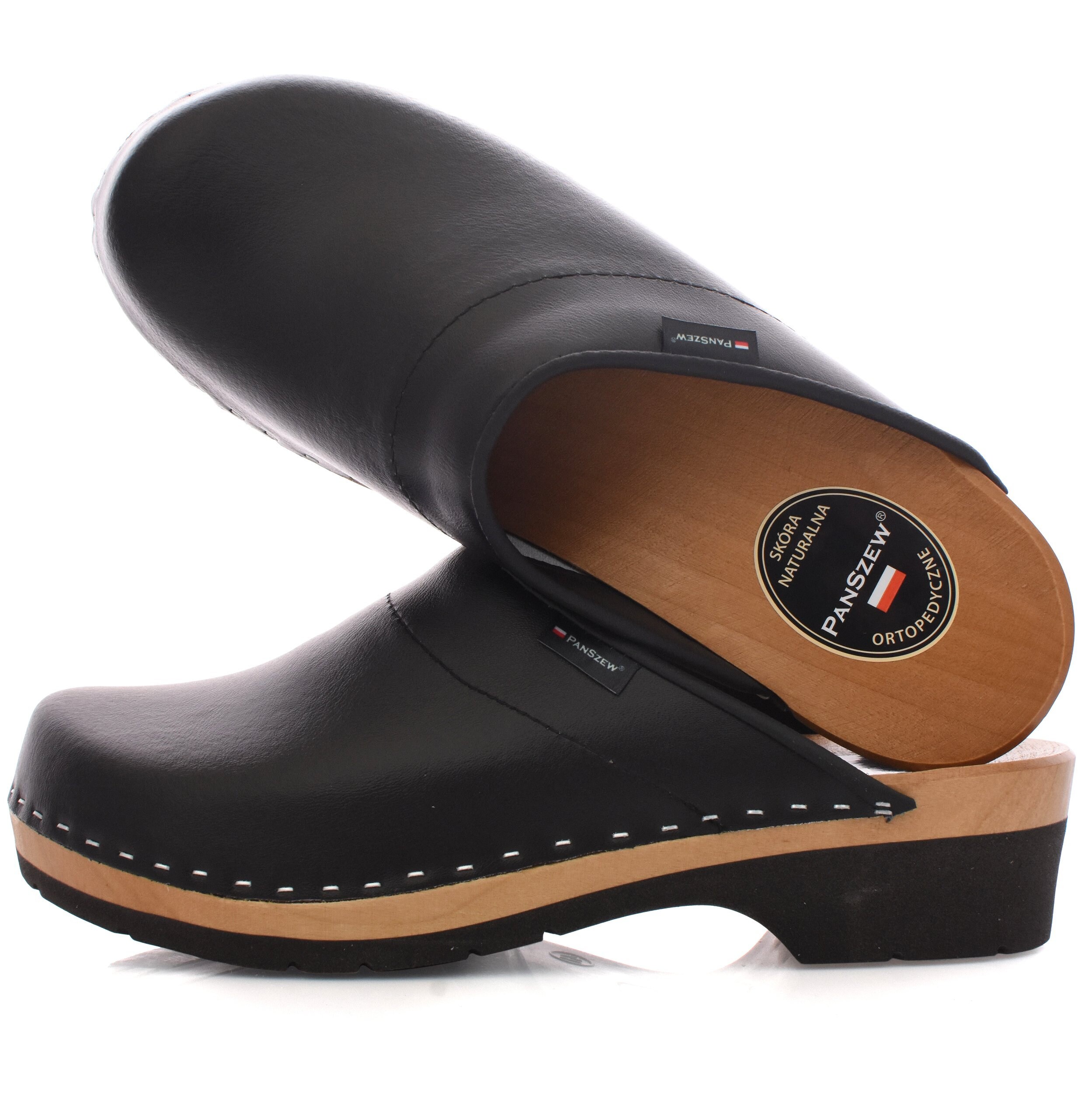 Leather Swedish Clogs for Men Wooden Clogs Handmade Orthopedic Medical ...