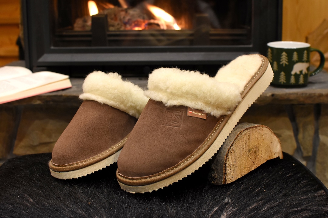 Warm Women's Leather Slippers With Sheep Wool, Light and Comfortable ...