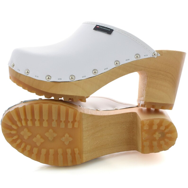 Dreamlike Women Swedish Clogs Wooden Leather Polish Clogs Handmade High ...