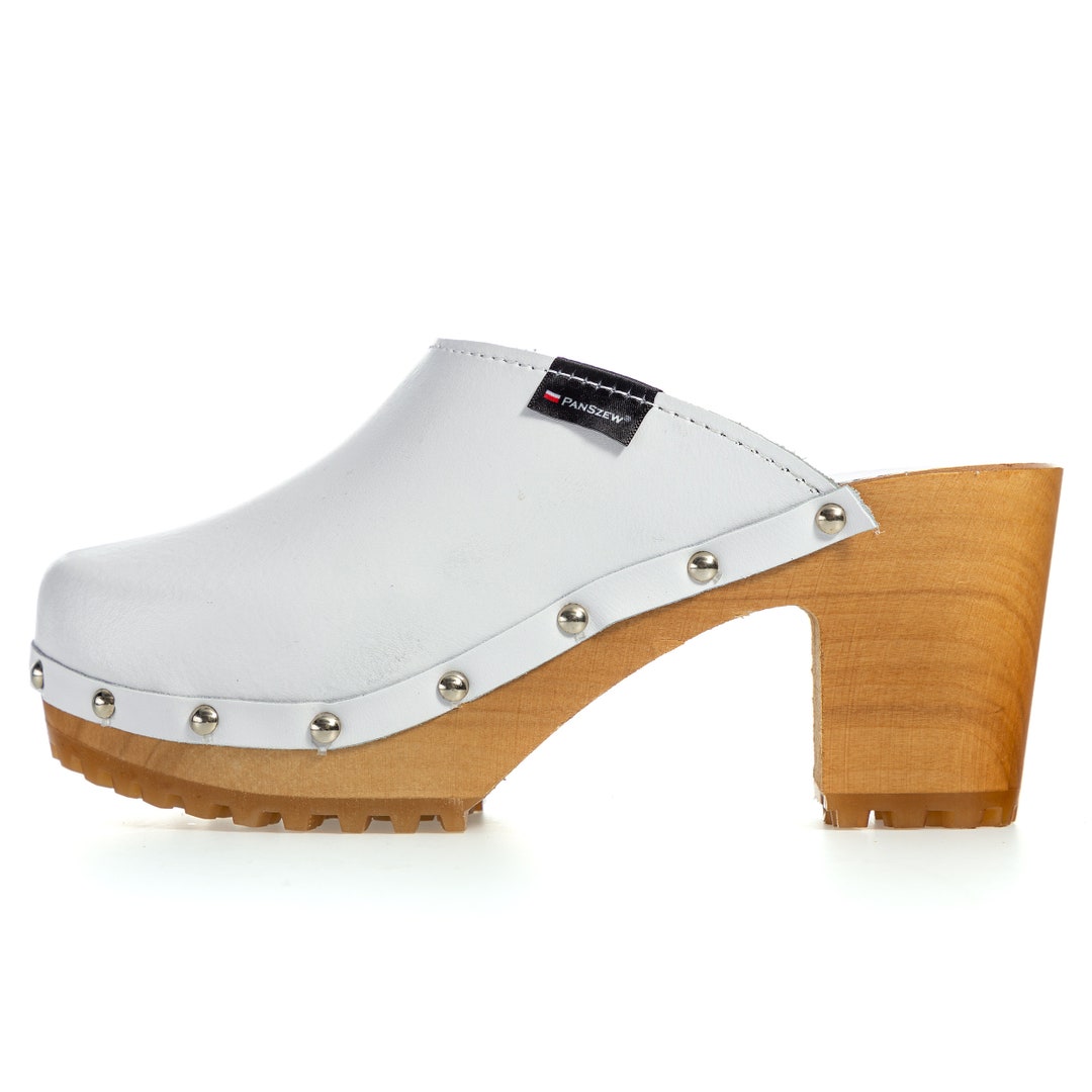 Dreamlike Women Swedish Clogs Wooden Leather Polish Clogs Handmade High ...