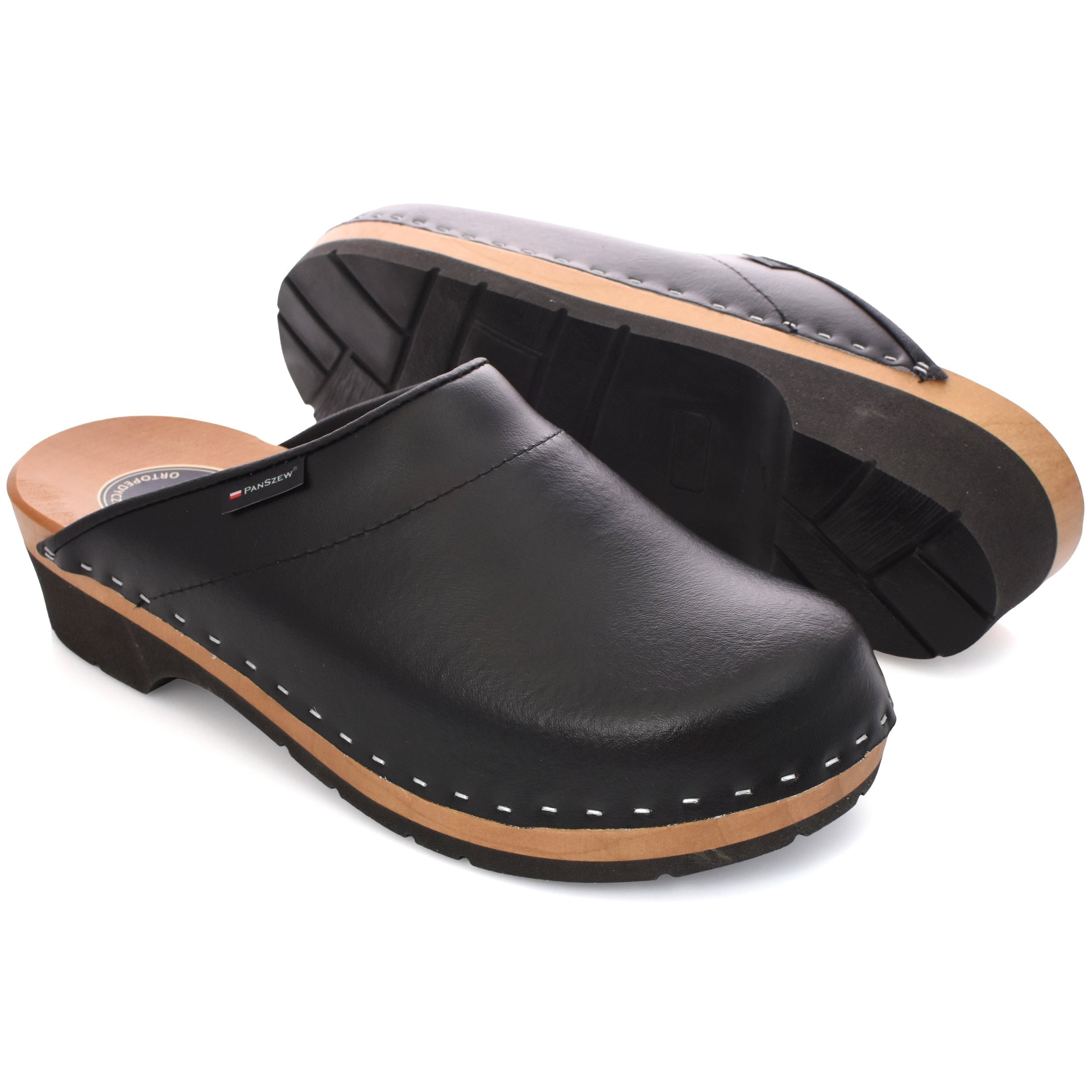 Leather Swedish Clogs for Men Wooden Clogs Handmade Orthopedic Medical ...