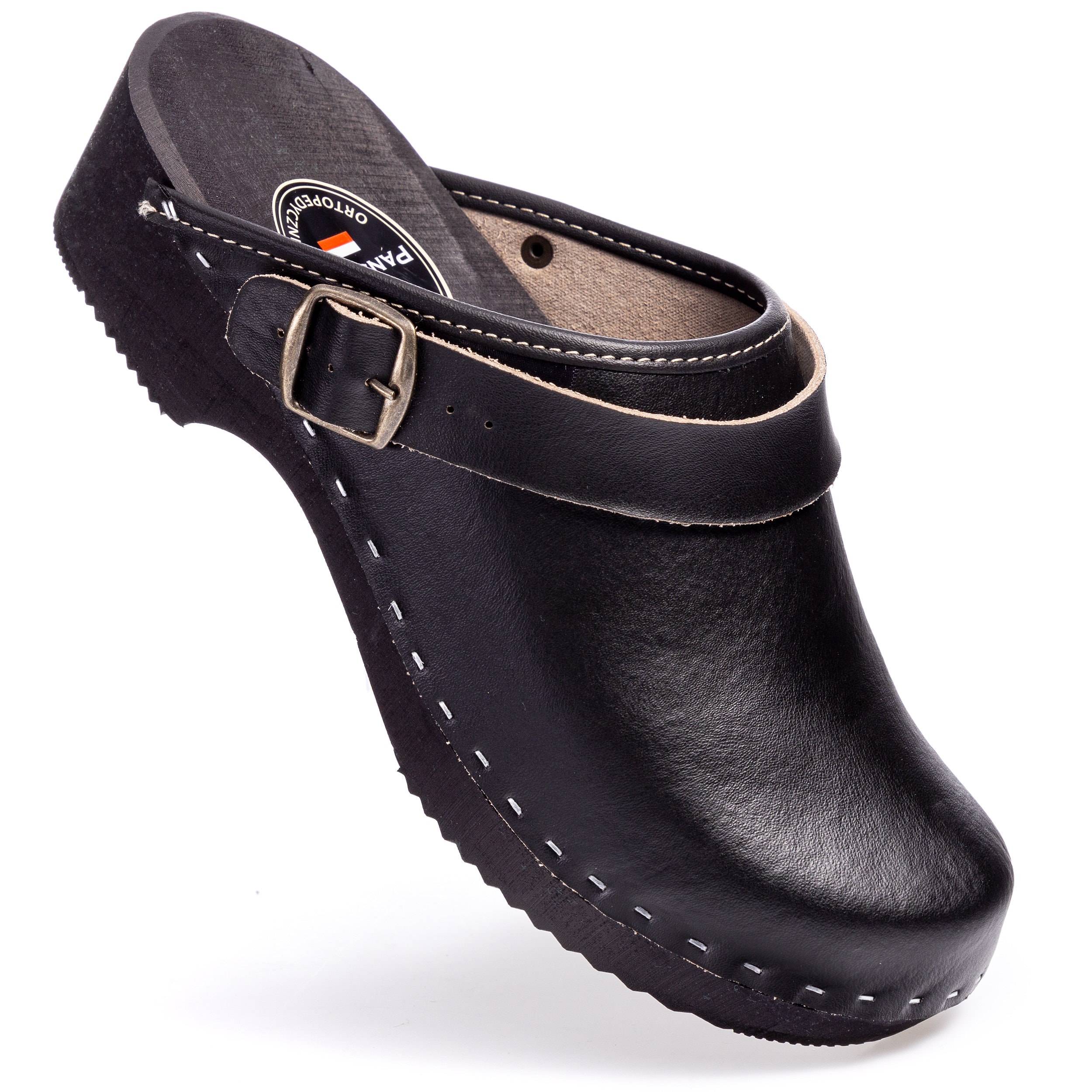 Wooden Clogs for Men Leather Polish Clogs Handmade Orthopedic Medical ...