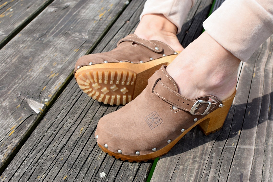 Dreamlike Women Swedish Clogs Wooden Leather Polish Clogs - Etsy