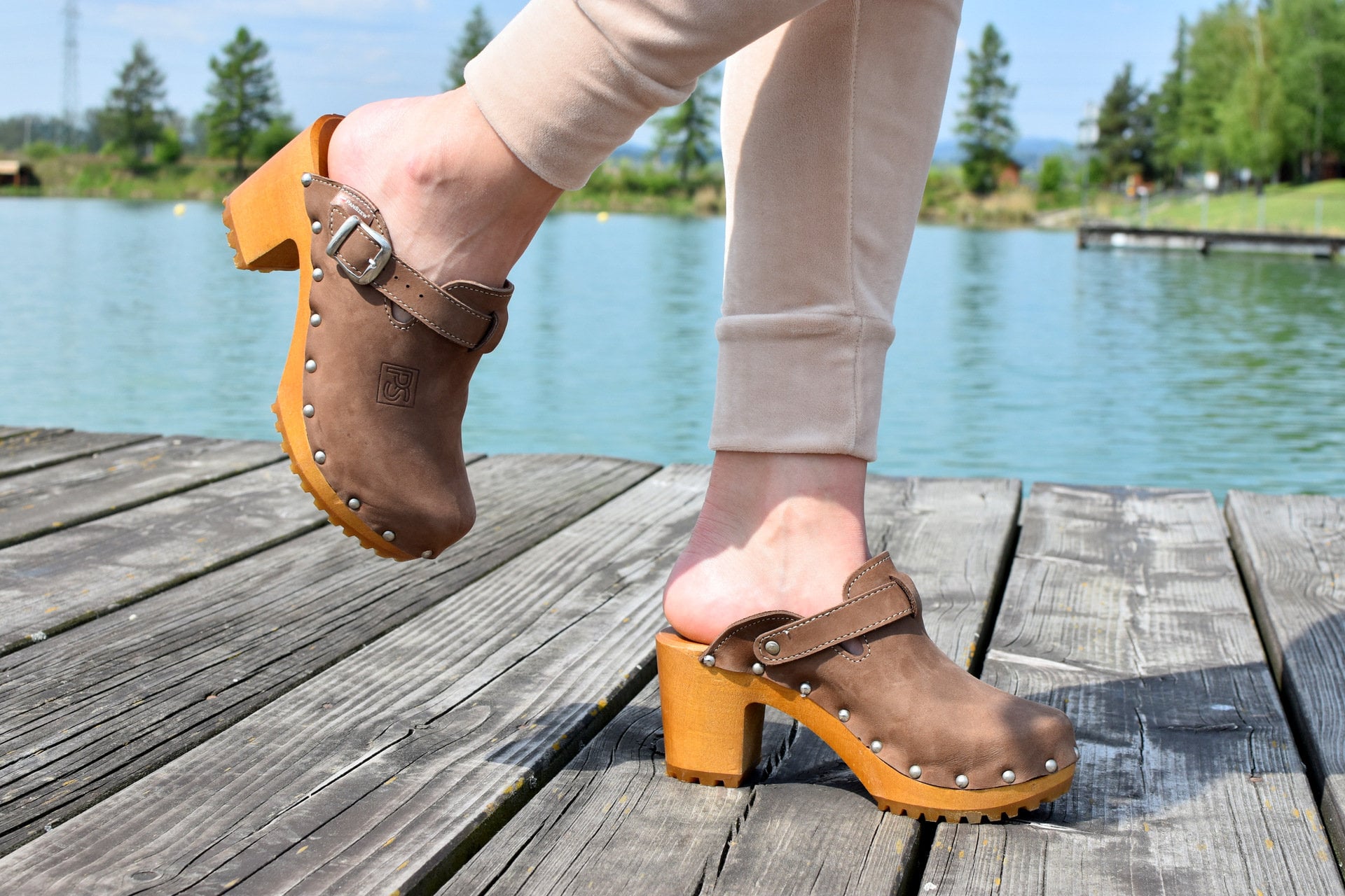 Dreamlike Women Swedish Clogs Wooden Leather Polish Clogs Handmade High ...