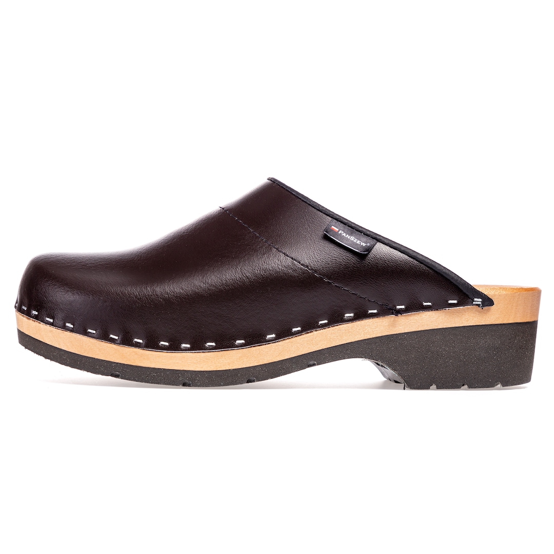 Leather Swedish Clogs for Men Wooden Clogs Handmade Orthopedic Medical ...