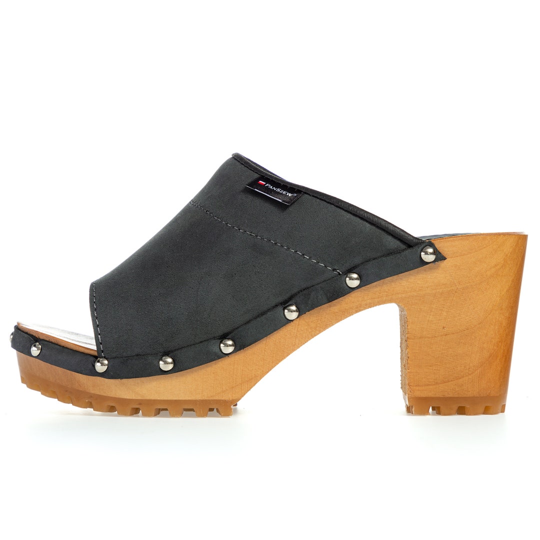 Dreamlike Women Swedish Clogs Wooden Leather Polish Clogs Handmade High ...