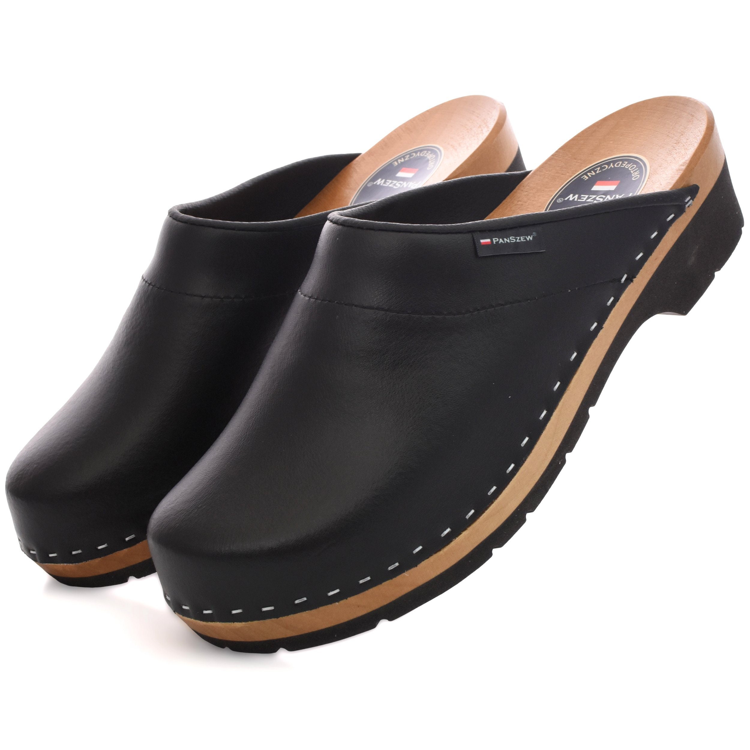 Leather Swedish Clogs for Men Wooden Clogs Handmade Orthopedic Medical ...