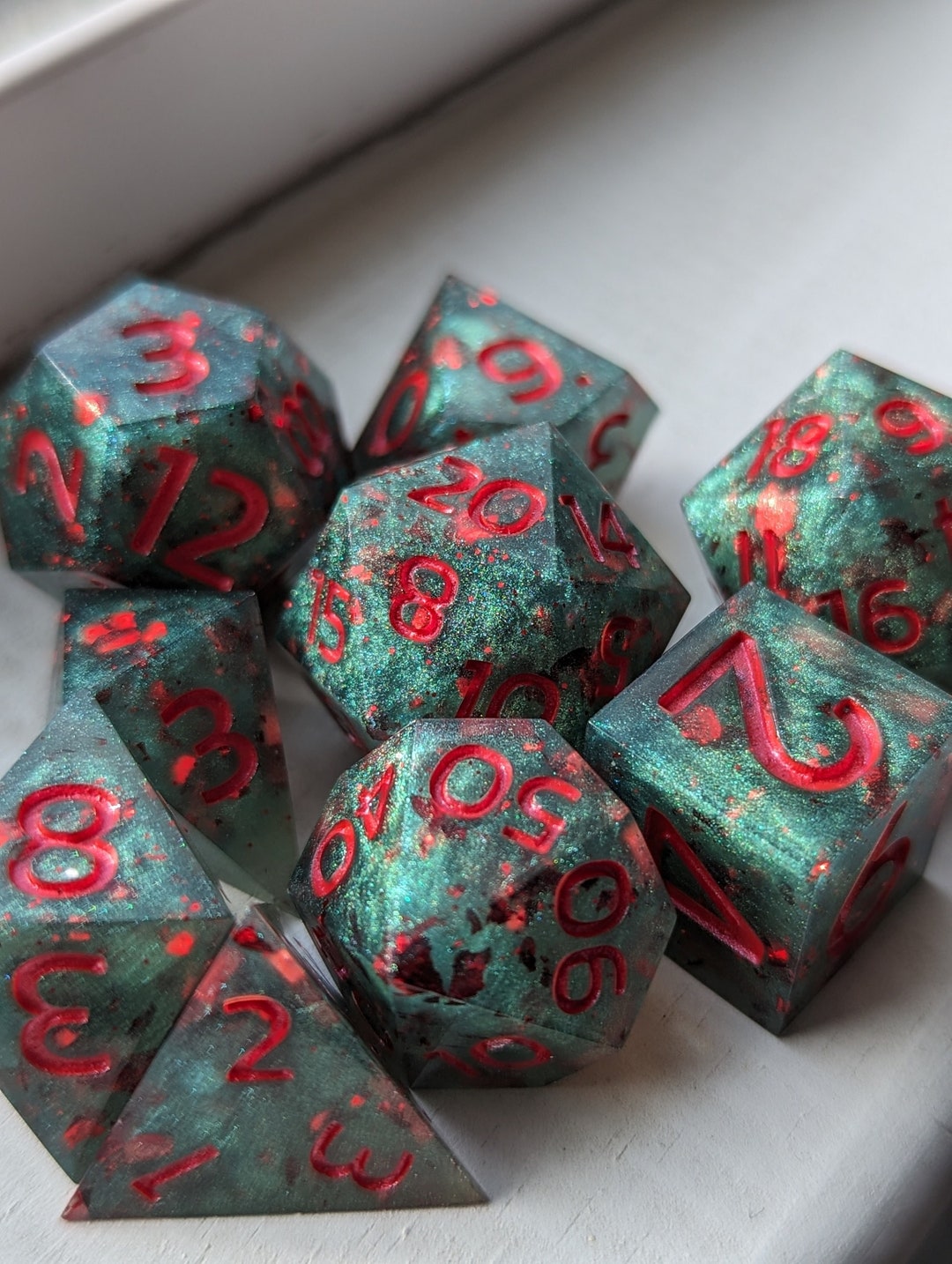 Sparkly Green Christmas TTRPG Polyhedral Dice Set 9 Piece - Etsy