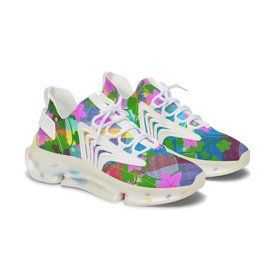 WOMEN'S Rainbow Floral Pride Mesh Sneakers | Memory Foam Girl's Lgbtq ...