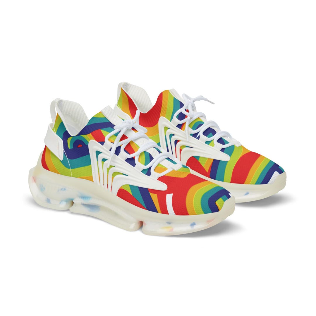 MEN'S Rainbow Plaid Checkered Mesh Sneakers | BOYS Lightweight Memory ...