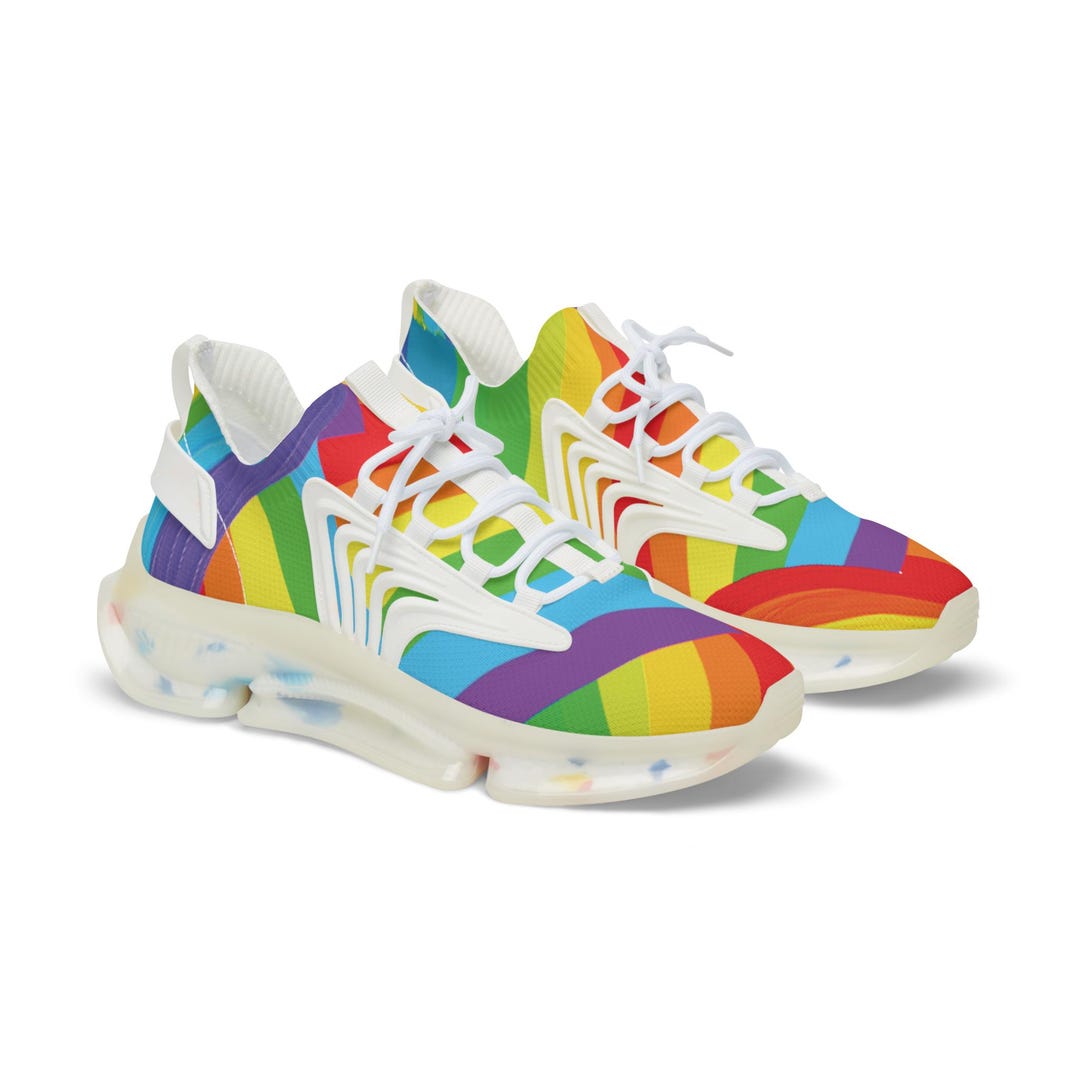 MEN'S Rainbow Wave Mesh Pride Sneakers, Lgbtq Merch, Colorful Trainers ...