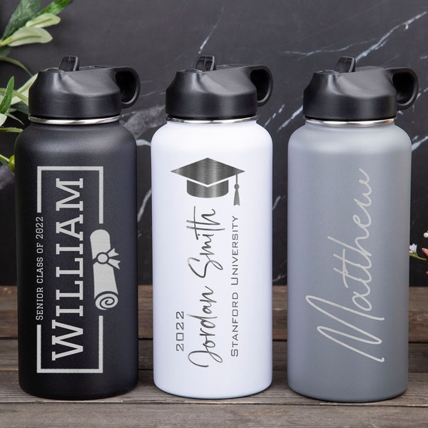 Personalized Graduation Water Bottles Orange and Black 2022 - Etsy