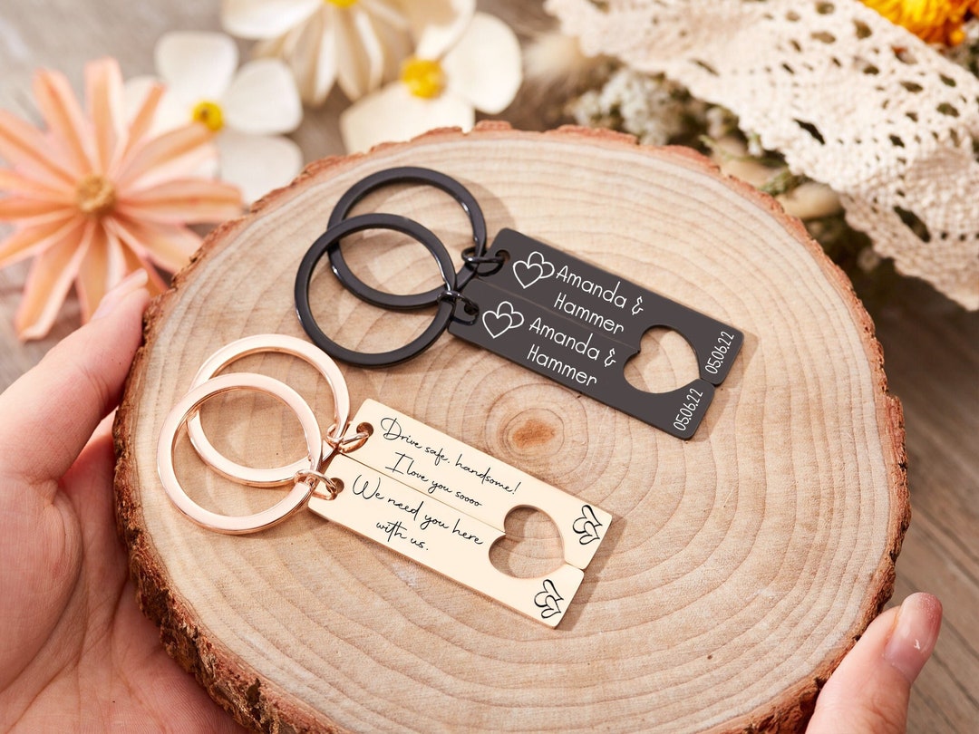 Personalized Keyring,custom 2 Pcs Matching Couple Keychain,gift for Her ...
