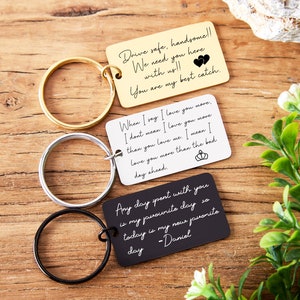 Engraved Metal Keychain Personalized Keyring Drive Safe Keychain Custom ...