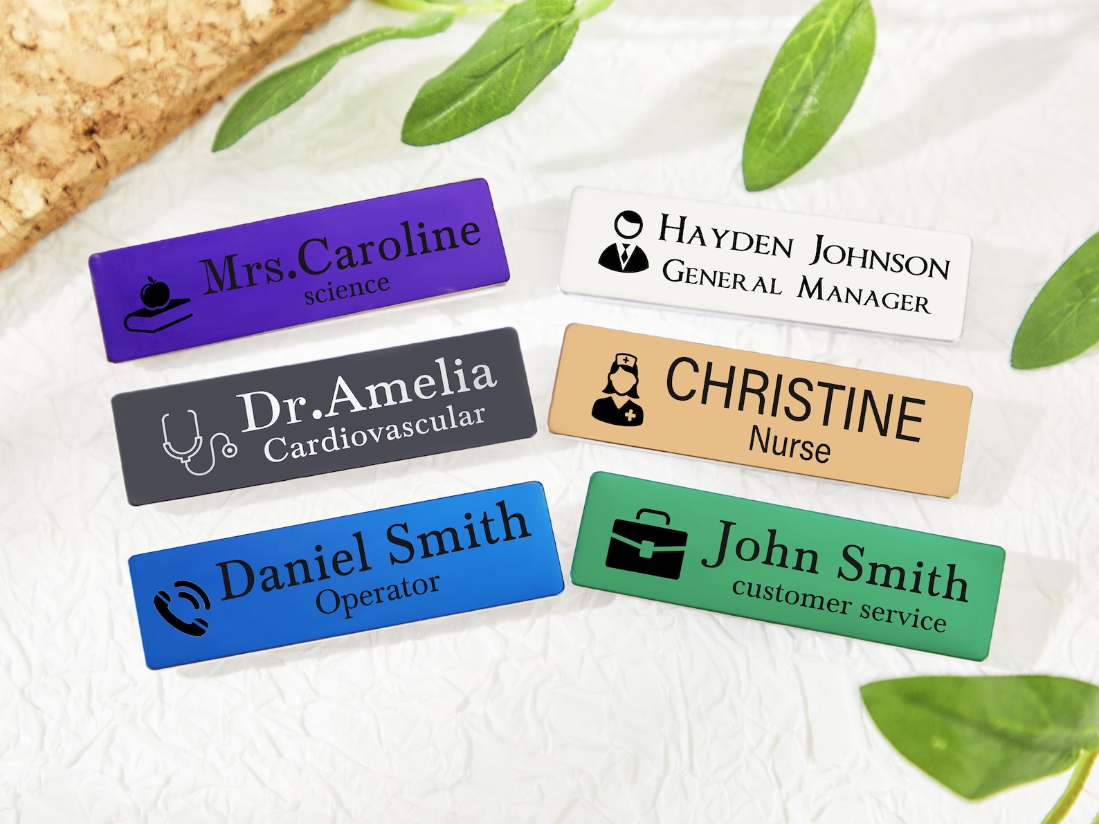 Customized Magnetic Name Tags Personalized Name Tags Silver and Gold ...